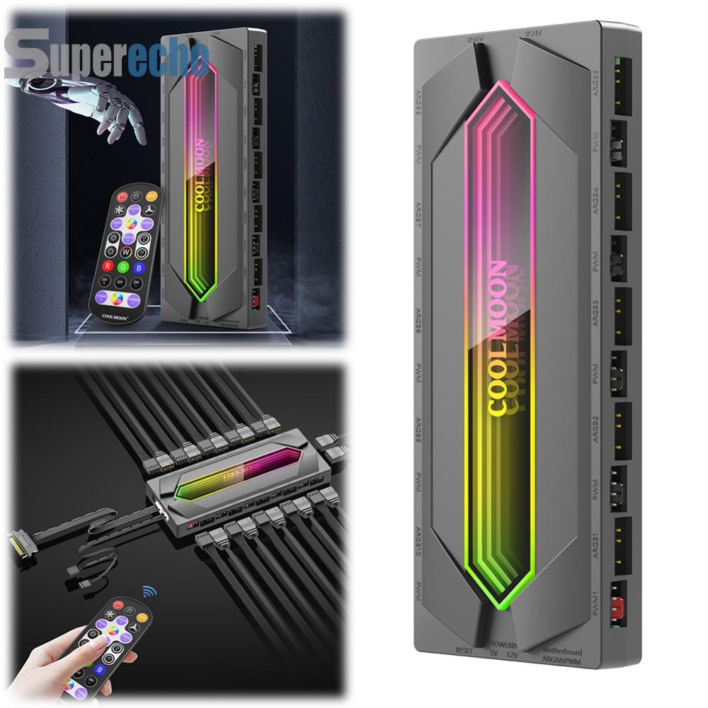 Argb และ PWM Hub 5V/3PIN ARGB Case Fan Hub พร้อมสายไฟ SATA ระยะไกล ARGB ...