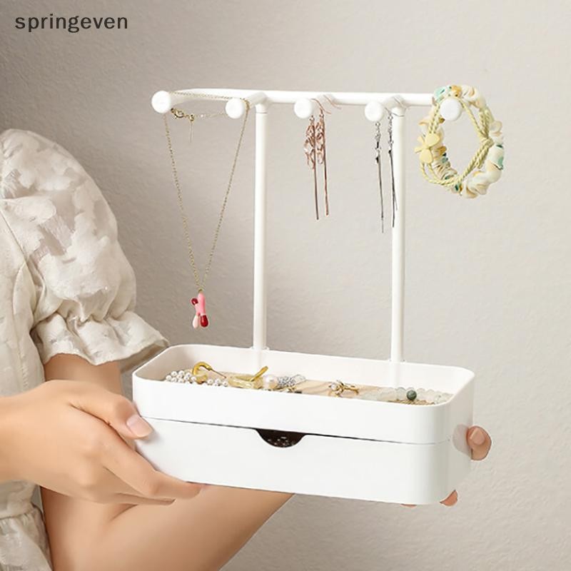 [springeven] Double Layered With Drawer ต่างหูชั้นวางจอแสดงผลสร้อยคอ ...