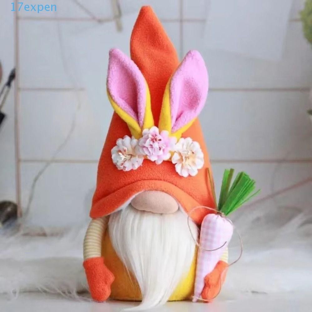 Expen อีสเตอร์ Faceless Dwarf ตุ๊กตา, กระต่ายหู Kawaii ดอกไม้ตกแต่งอีส ...