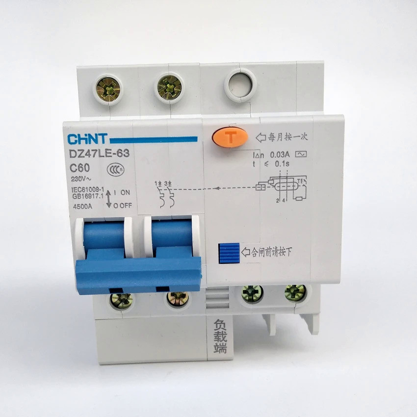 Chint DZ47LE-63 2P C60A 30mA Earth Leakage Circuit Breaker/ Residual Current ดําเนินการ Circuit ...