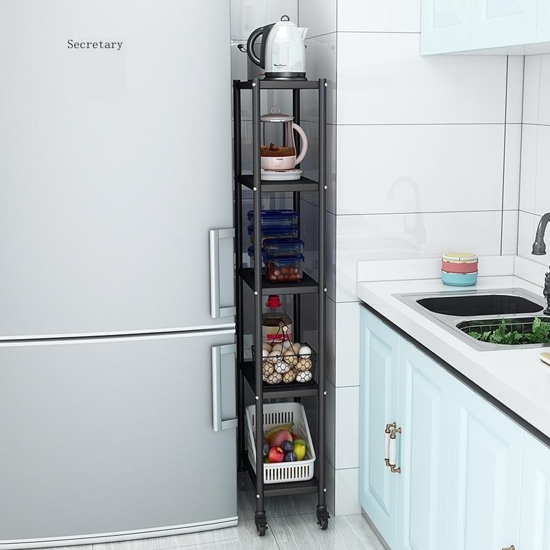 สแตนเลสห้องครัว Gap Storage Rack ชั้น Multi-Layer Pulley เคลื่อนย้ายได้ ...