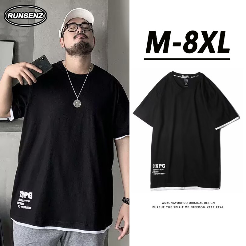 เสื้อยืดแขนสั้นลําลอง ทรงหลวม ขนาดใหญ่ แบบเรียบง่าย สําหรับผู้ชาย ไซซ์ M - 8XL | Shopee Thailand