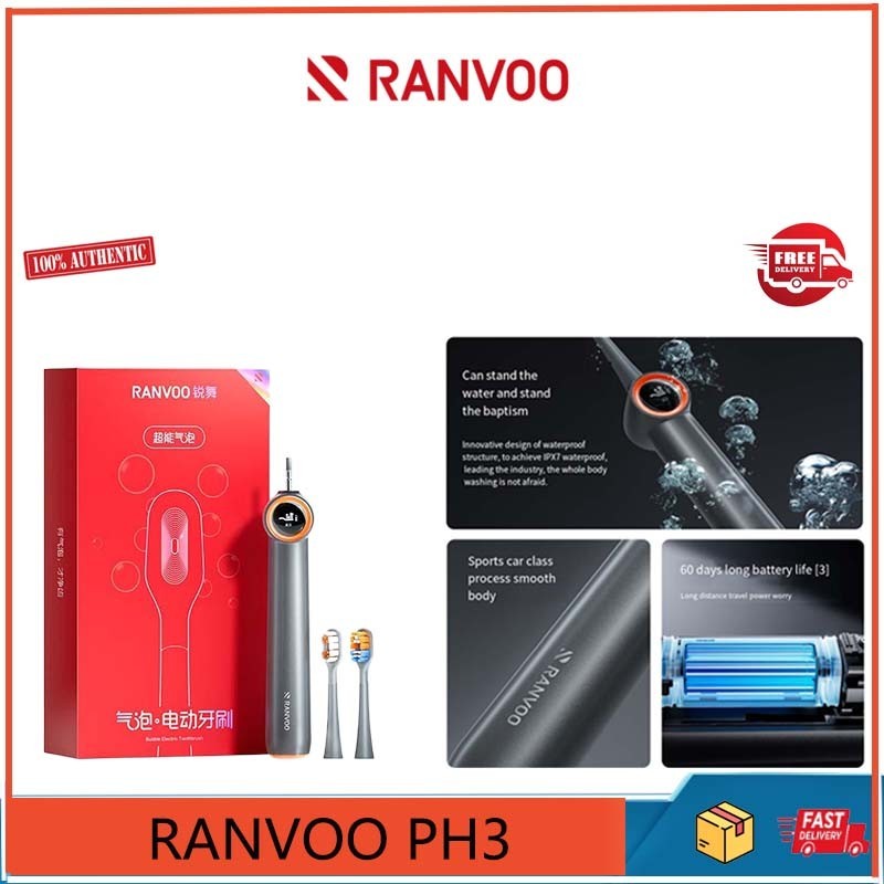Ranvoo PH3 แปรงสีฟันไฟฟ ้ า Super Bubble , แปรงสีฟันอัตโนมัติอัจฉริยะผมนุ ่ มใหม ่ สําหรับผู ้ ใ ...