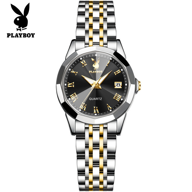 Playboy 3502 Simple Trendy Quartz Watch Calendar Steel Band Waterproof ...