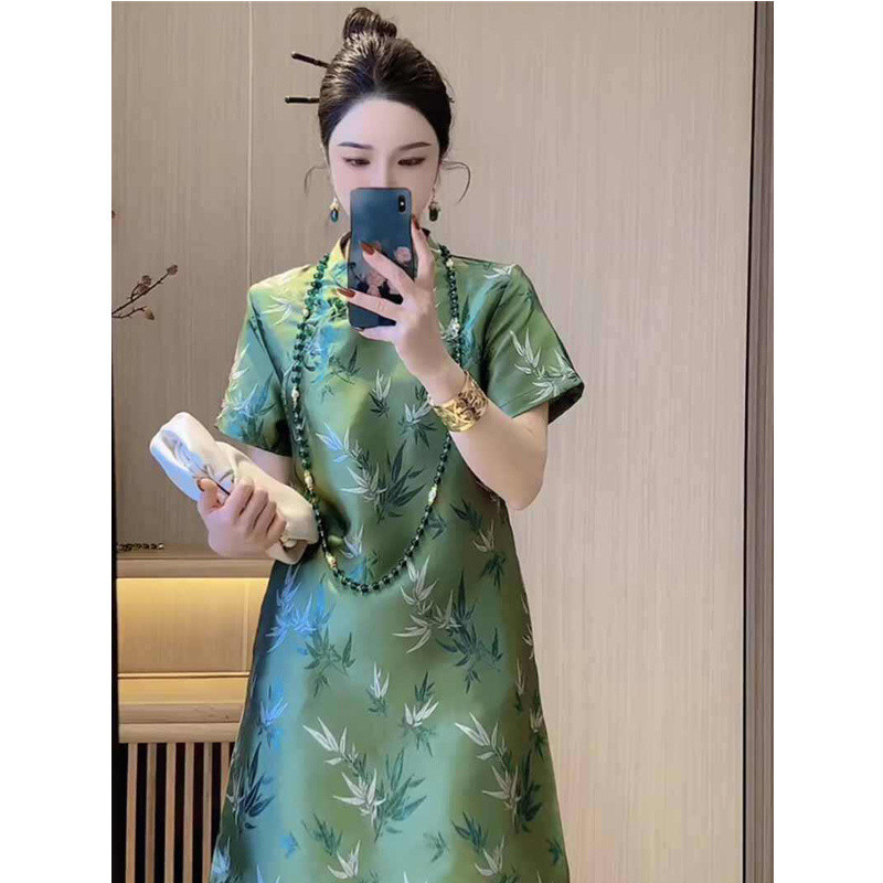 ชุดเดรสแฟชั่นผู้หญิงใหม่สไตล์จีนพิมพ์ชุดกี่เพ้า | Shopee Thailand