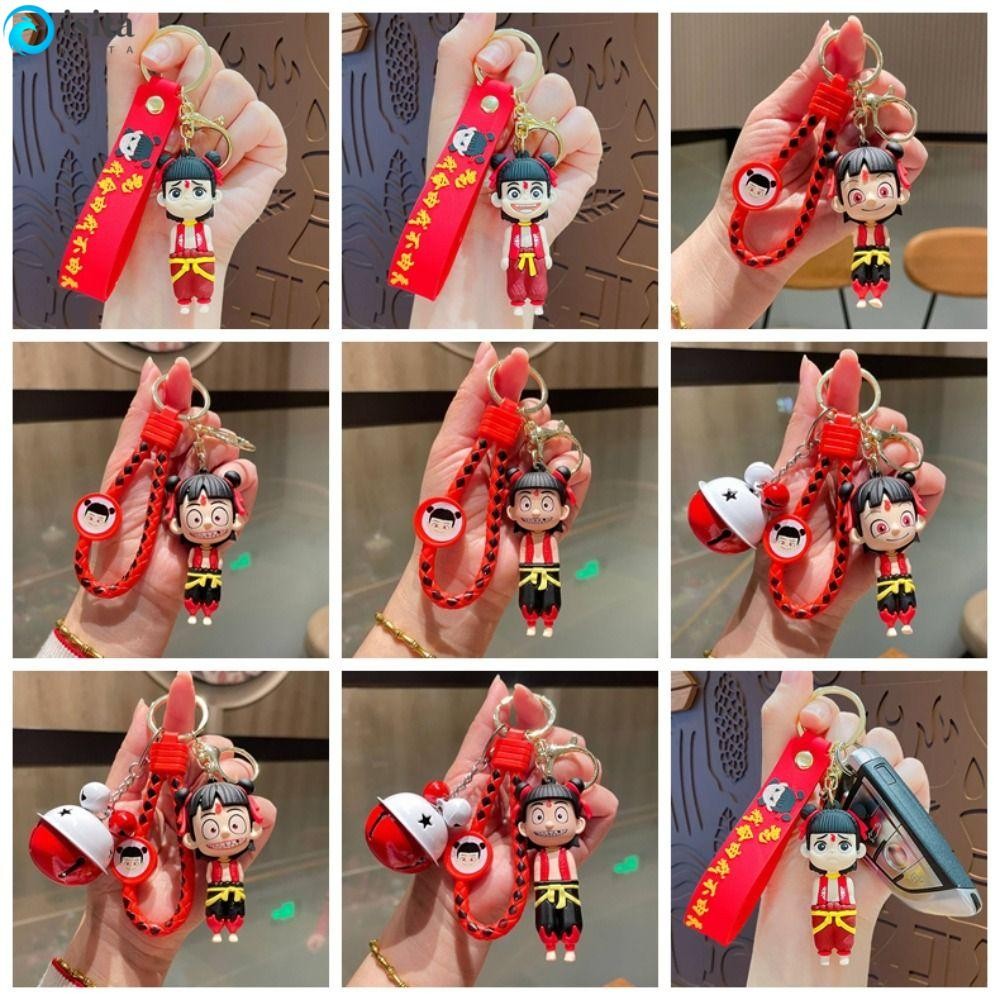 พวงกุญแจตุ๊กตา ISITA Ne Zha, Kawaii Silica Gel Expression NeZha Doll ...