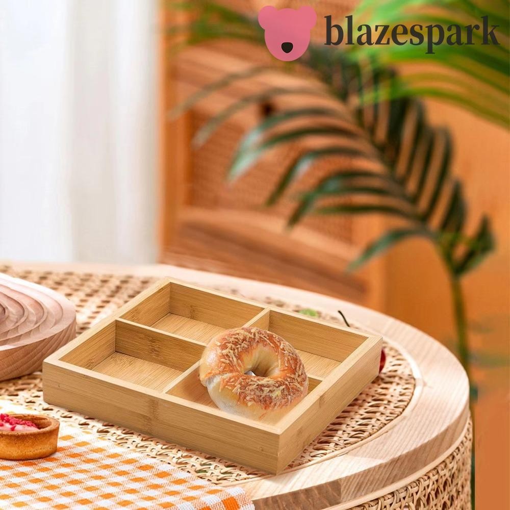 Blazespark ถาดไม้หลายตาราง, ถาดถั่วไม้ไผ่หนามัลติฟังก์ชั่น, แผ่นช่องขนมปังแบ่งสแควร์สะดวก Candy ...