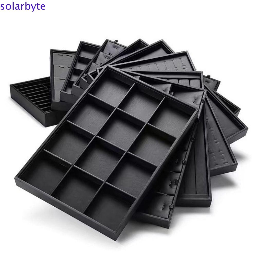 Solarbyte ถาดแสดงเครื่องประดับ, Stackable Black PU หนังเครื่องประดับพาเลท,ทนทานหลายช่องด้านล่าง ...