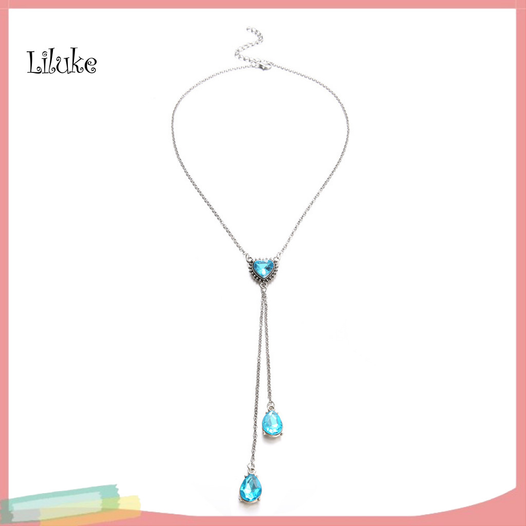 Lk Bright Luster วันเกิดสร้อยคอเครื่องประดับรูปหัวใจ Blue Faux อัญมณี ...