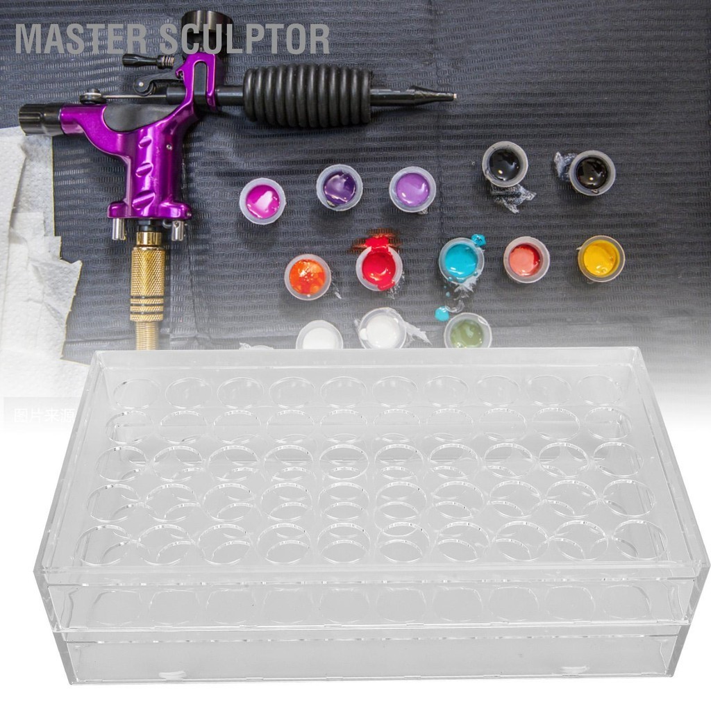 Master Sculptor Tattoo Ink Rack โปร่งใสหนา PC 50 หลุม 1.2in Hole Easy ...