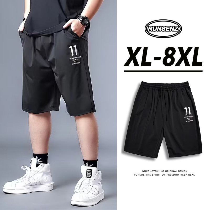 กางเกงขาสั้น ขากว้าง ผ้าเรยอน ยืดหยุ่น ทรงหลวม สไตล์เกาหลี พลัสไซซ์ XL-8XL สําหรับผู้ชาย ...
