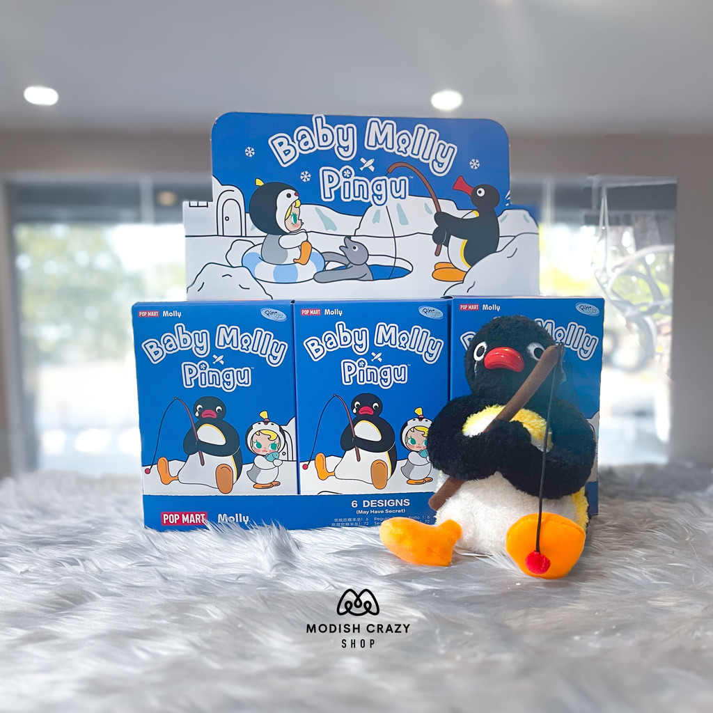 【แท้💯％】POP MART • Baby Molly × Pingu Happy Fishing Series-Vinyl Plush ...