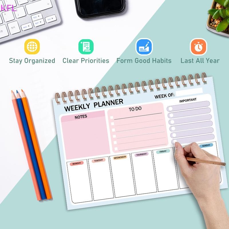 (KFL) Daily Planner Spiral Notebooks Time Management Organizer To-Do ...