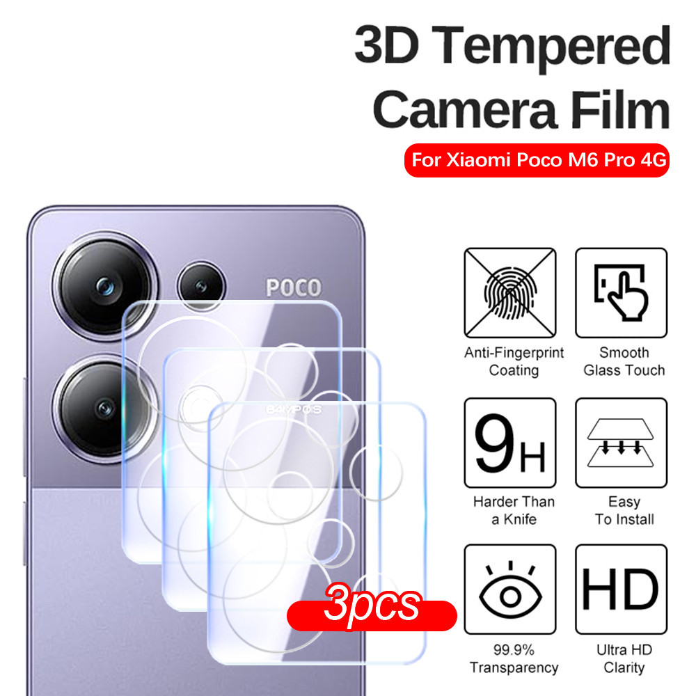 ฟิล์มกระจกนิรภัยกันรอยเลนส์กล้อง ด้านหลัง 3D สําหรับ Xiaomi Poco M6 Pro ...