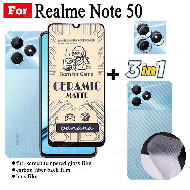 3 IN 1 Realme Note 50 กระจกนิรภัยเซรามิค สําหรับ Realme Note50 เลนส์ ...
