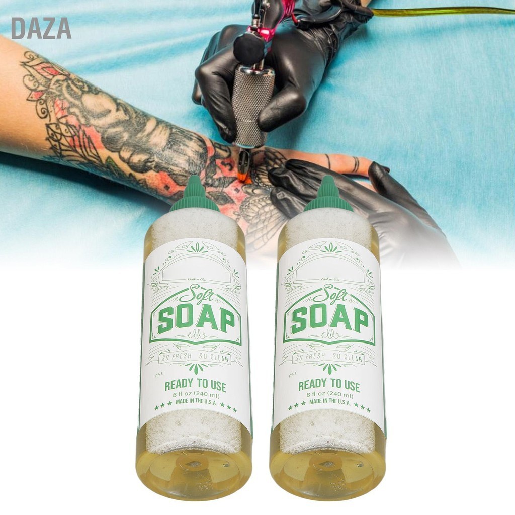 DAZA 2ชิ้น240มิลลิลิตรสักสีเขียวสบู่โซลูชั่นบรรเทารอยแดงบวมสักผิวทำความ ...