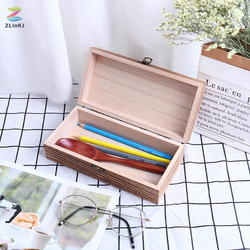 Zlinkj Retro กล่องเครื่องประดับเดสก์ท็อปไม้ Clamshell Storage Hand ตก ...