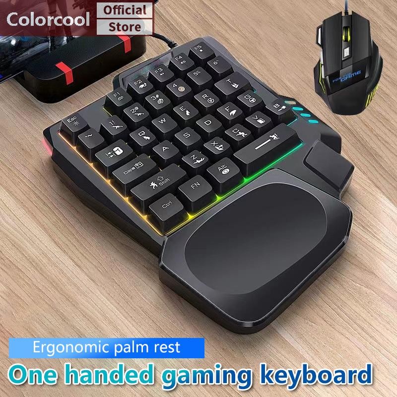 Th RGB Gaming Keyboard Single Hand Mini USB Ultra-slim แบบมีสาย 35 คีย์ ...