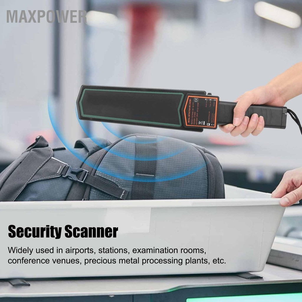 Maxpower MD3003B1 Security Scanner เครื่องตรวจจับโลหะแบบใช้มือถือ Wand ขนาดเล็กแบบพกพาตรวจสอบ ...