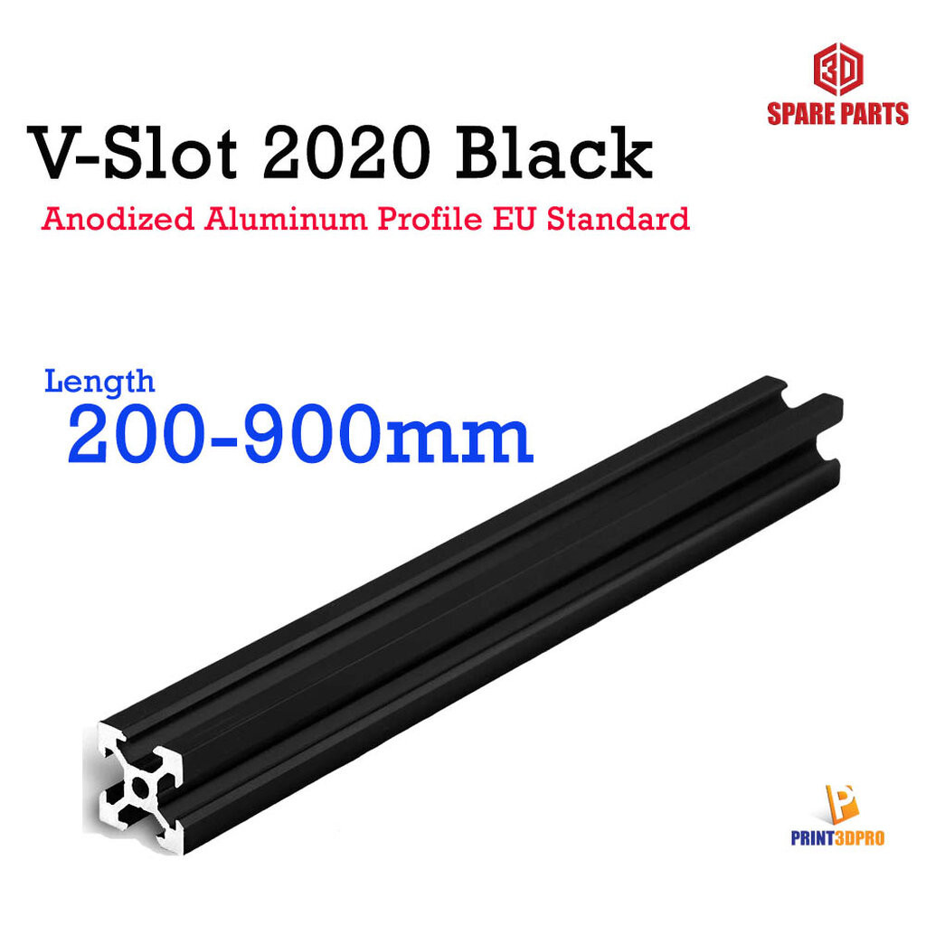 V-slot 2020 Black Aluminum Profile EU Standard 200-1500mm (Set1 200 ...