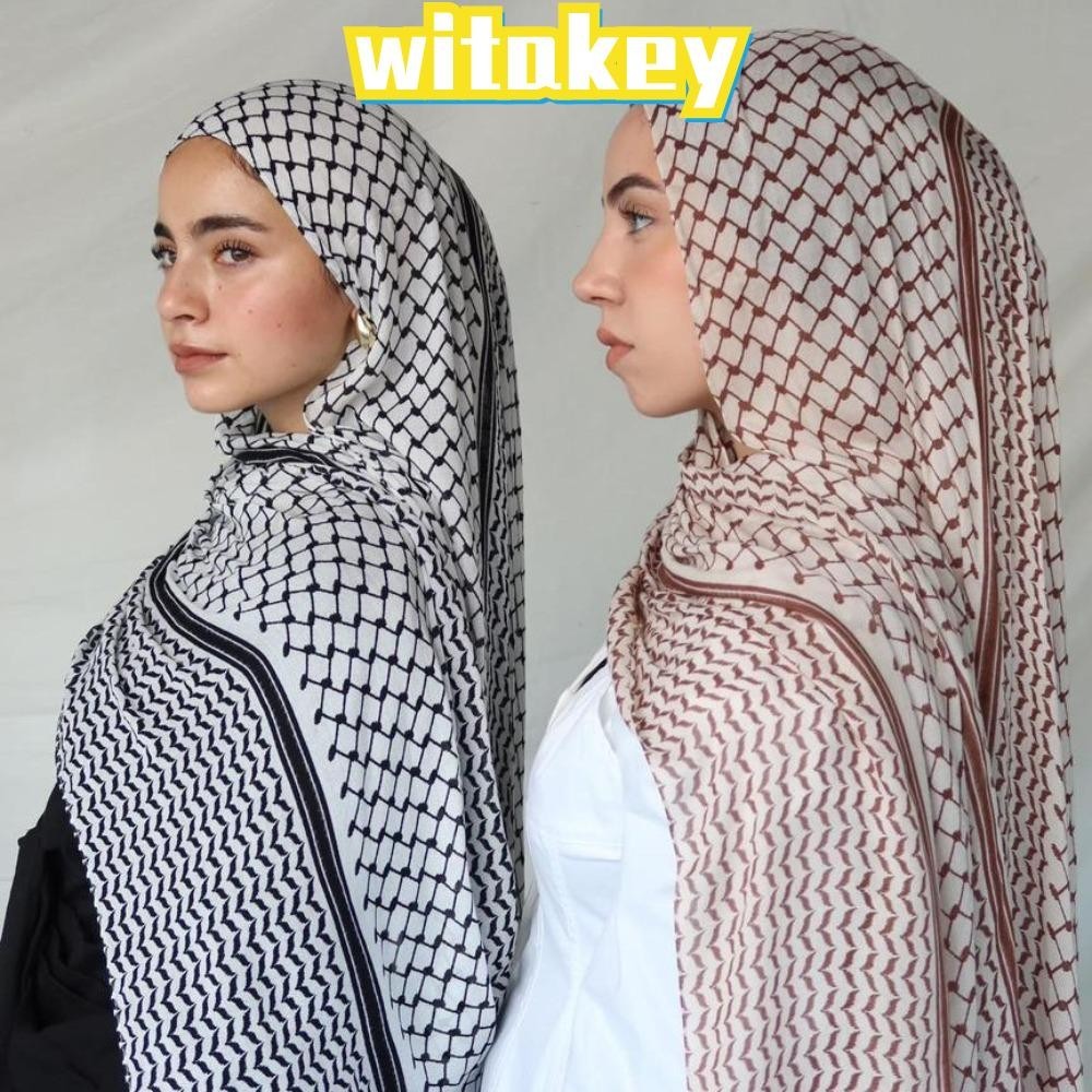Witakey ผ้าพันคอ ผ้าคลุมไหล่ ผ้าชีฟอง ลายสก๊อต ระบายอากาศ พิมพ์ลายอาหรับ แบบดั้งเดิม สไตล์คาฟิยะ ...