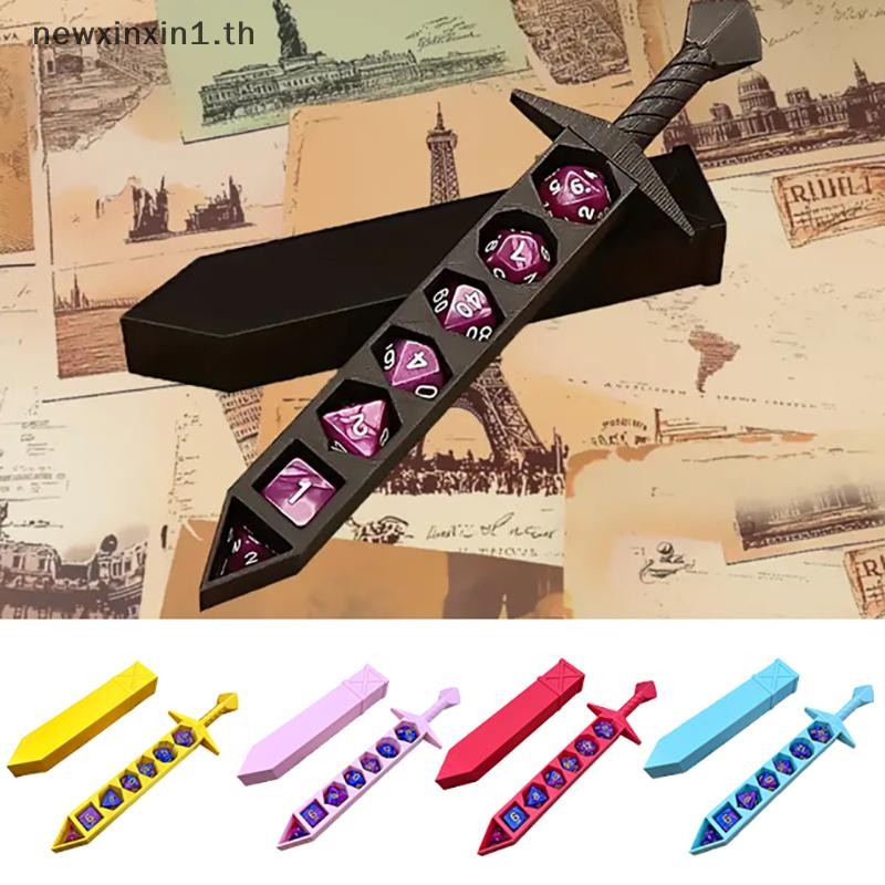 *NT* กล่องเก็บของรูปดาบพิมพ์ 3D พร้อมลูกเต๋าสําหรับเกม DND RPG TRPG ...