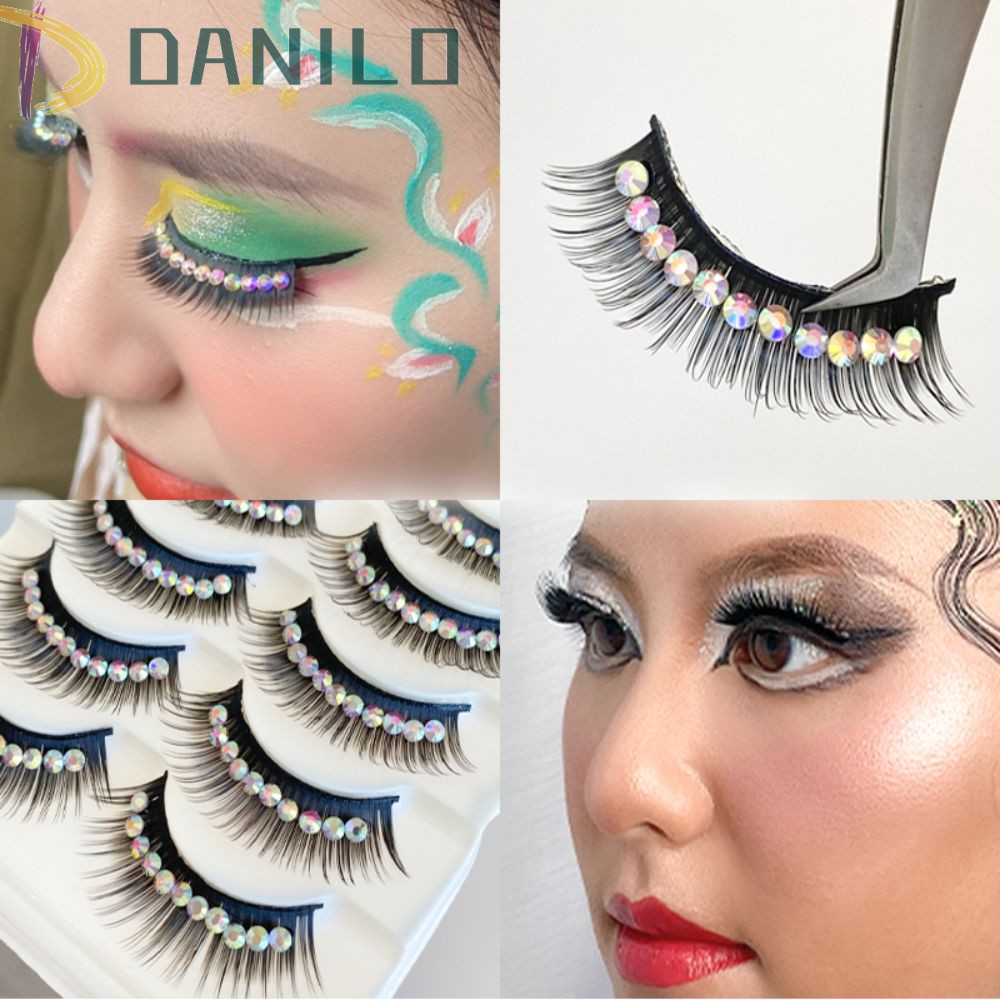 Danilo ขนตาปลอม, Rhinestone Long Full Strip Lashes, Manga Eyelash หนา ...