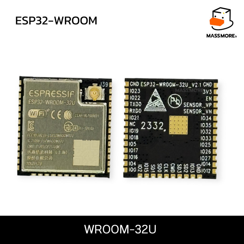 Esp32 Wroom ชิพแท้จาก Espressif Esp32 Wroom 32e Wroom 32u Wifi Ble Pcb Antenna Ipex Connector