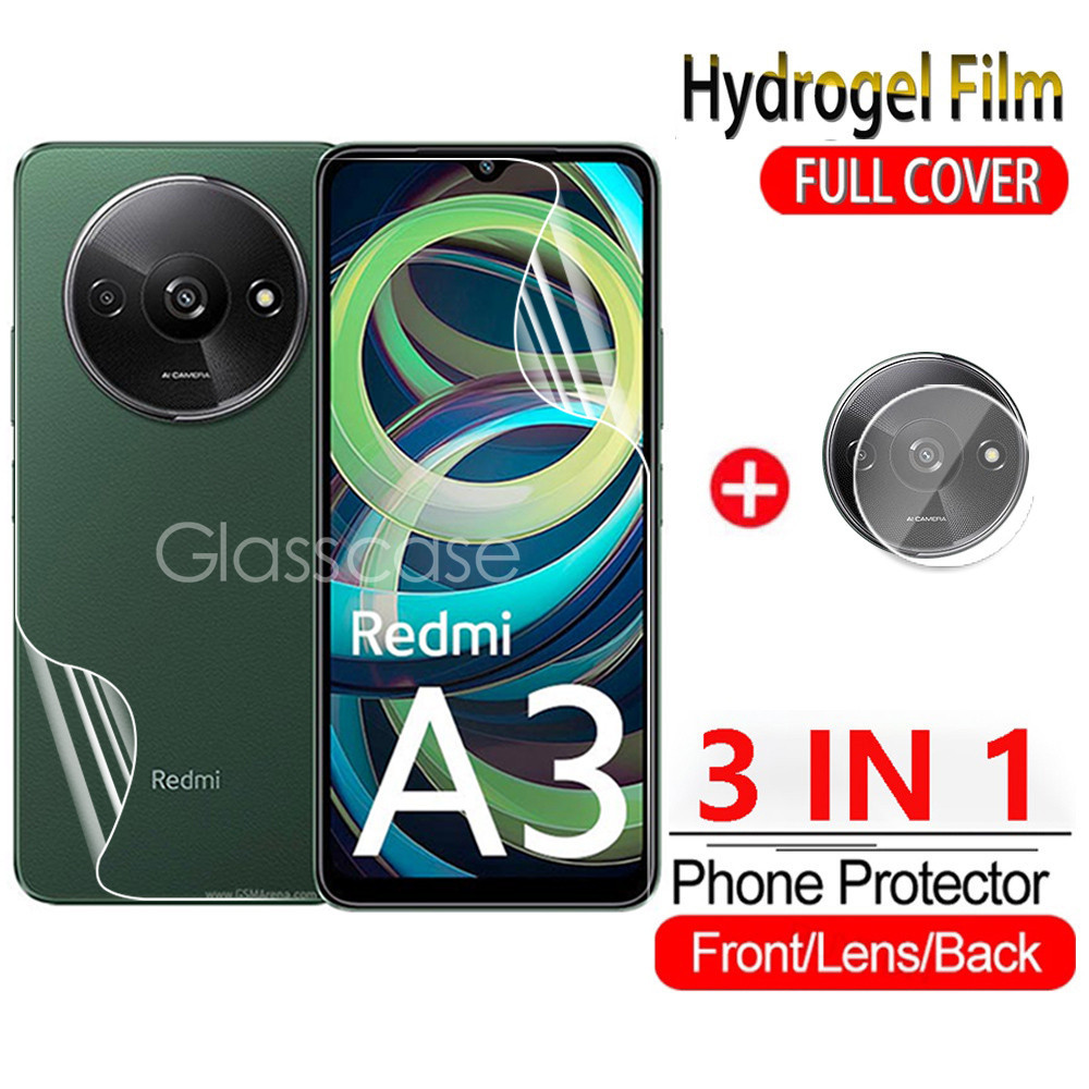 Redmi A3 3 In 1 ด้านหน้ากลับฟิล์มไฮโดรเจลนุ่มสําหรับRedmi A3 3 X Plus ...