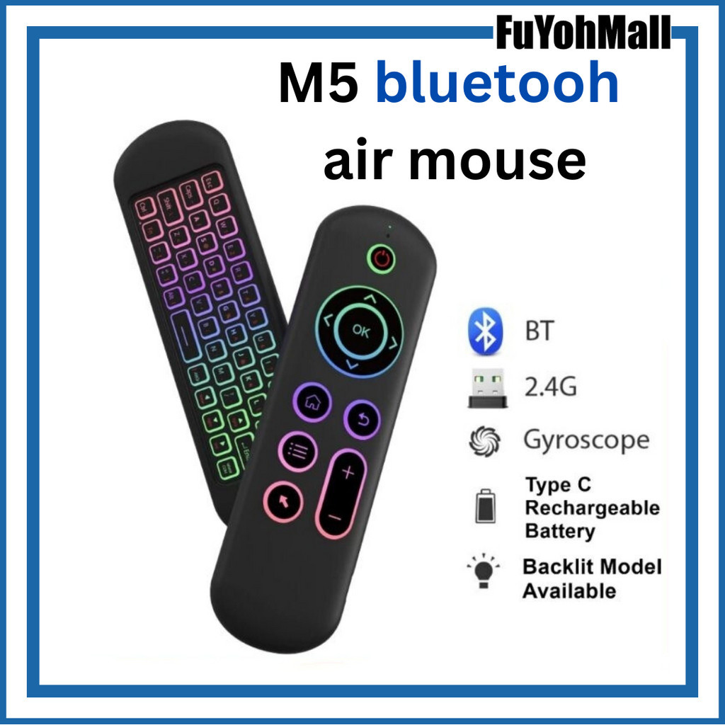 M5 Airmouse Android TV Remote Type C เมาส์อากาศแบบชาร์จไฟได้คีย์บอร์ด ...