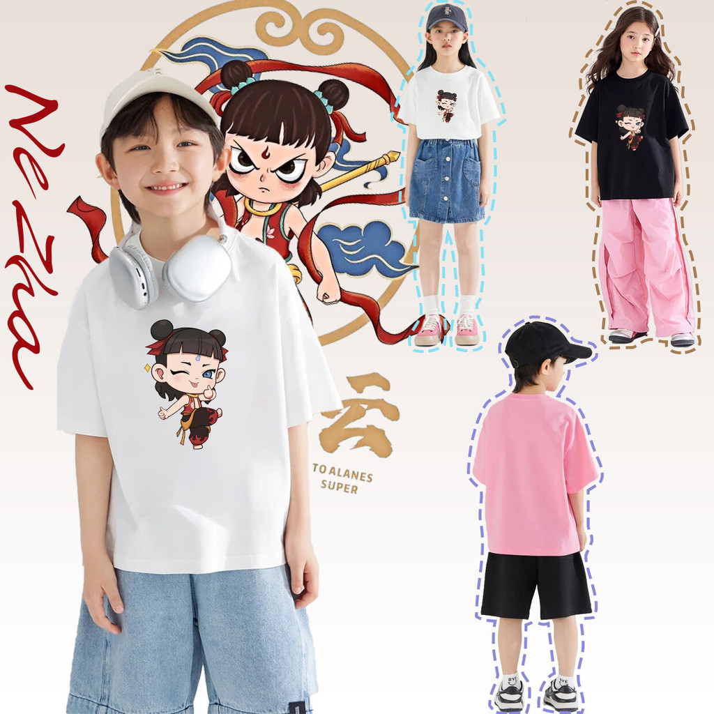 ผ้าหนาทรงสวย “Nezha 2” TSHIRT THE Animated movies Ne Zha tshirt printed for เด็ก unisex boys and ...