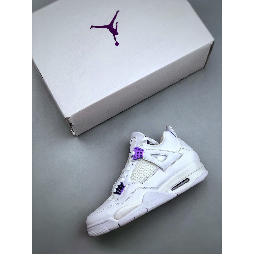 แอร์จอร์แดน 4 "แดงเมทัลลิก" สีขาวและม่วง AJ4 จอร์แดน 4th Generation AJ ...