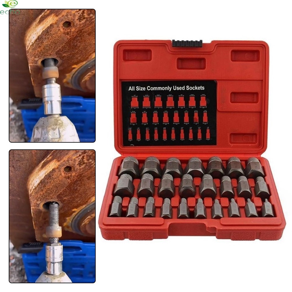 25 ชิ้น Hex Screw Extractor Set Multi ฟันเหล็กคาร์บอนสูง Rounded Bolt ...