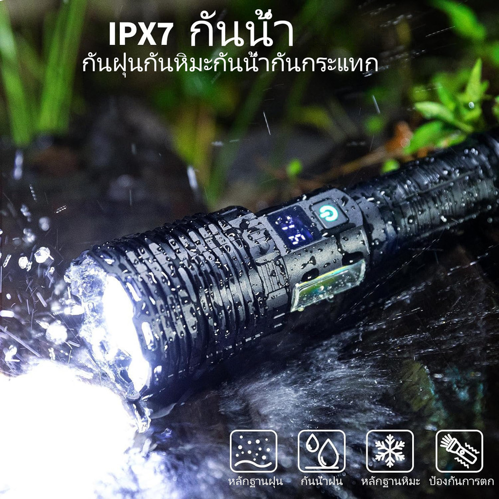 Yonii ไฟฉาย LED แบบชาร์จไฟได้สูงไฟฉาย Telescopic แบบใช้มือถือน้ำหนักเบา ...