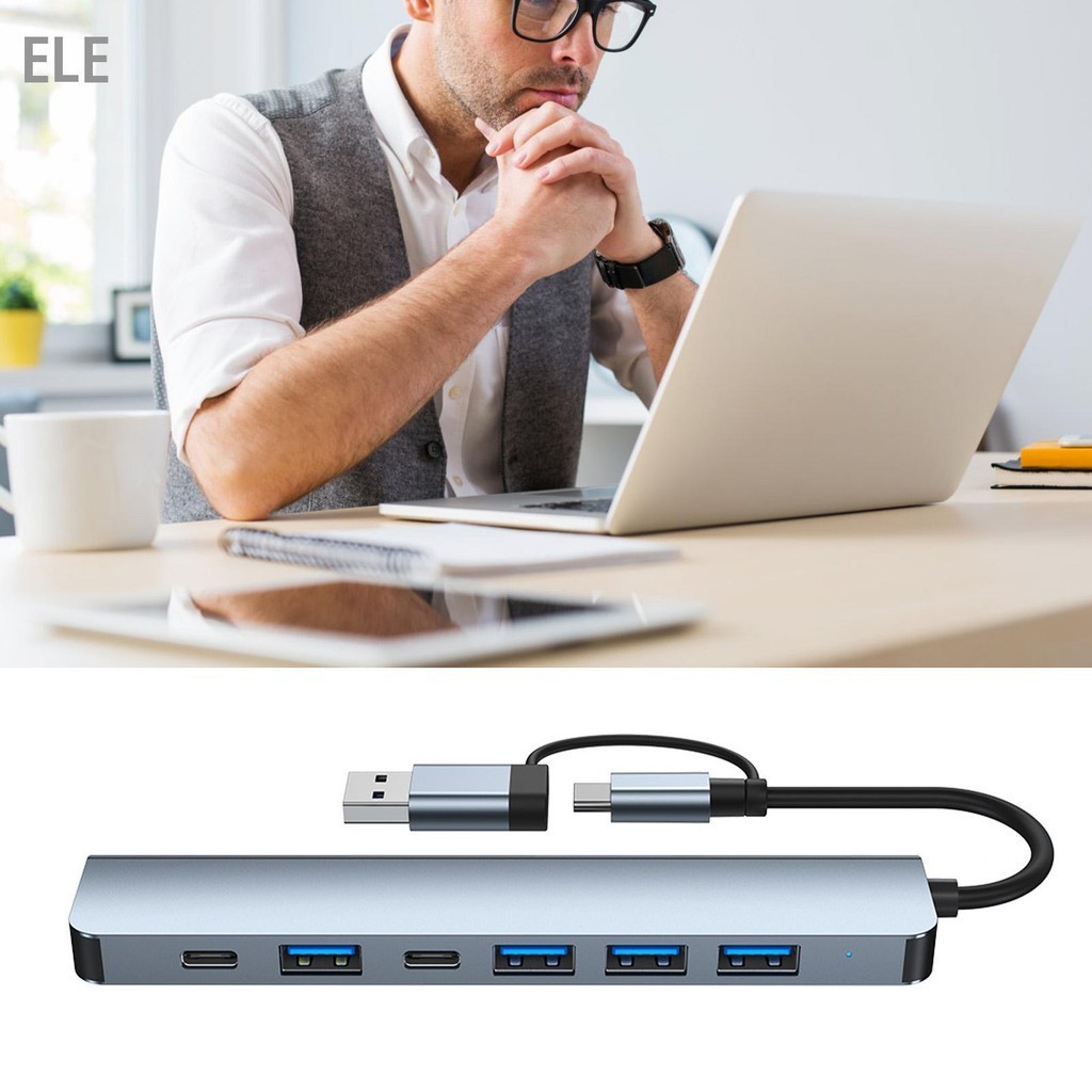 ELE 7 in 1 Type C Hub 5W ชาร์จ Plug and Play อลูมิเนียมอัลลอยด์ USB ...