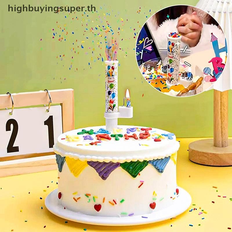 Hrth เทียนเซอร์ไพรส์เค้กวันเกิดแฮปปี้เทียนตกแต่ง Creative Candy Effects ...
