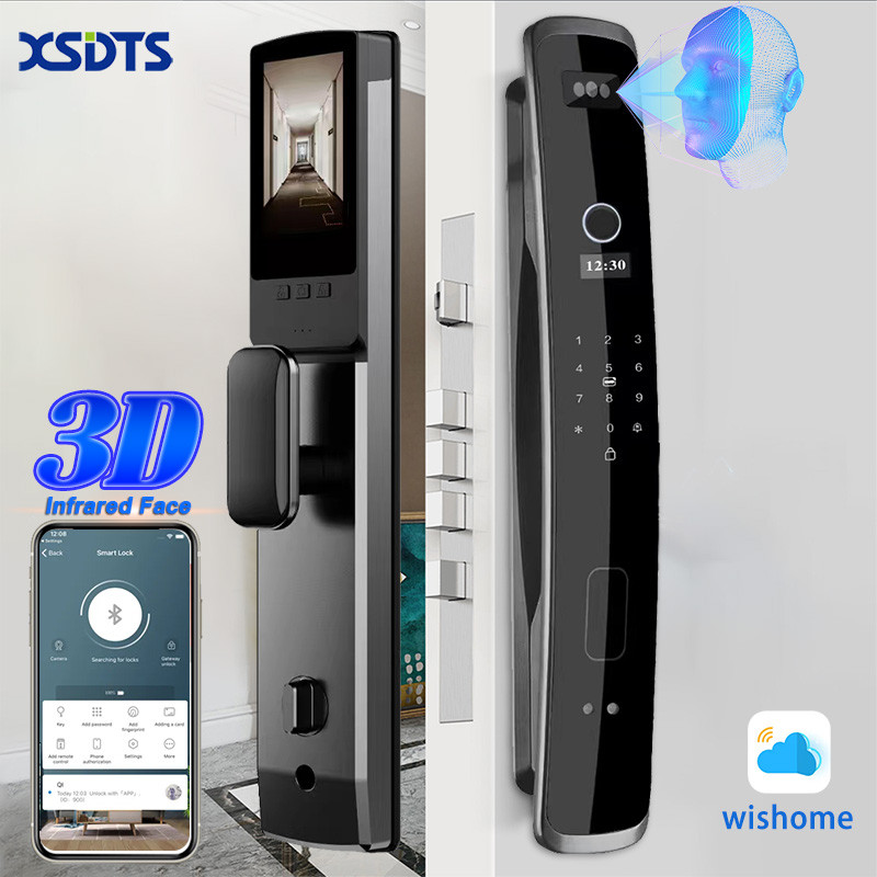 XSDTS 3D Biometric Security Face Camera Smart Door Lock Digital Password Electronic Key IC Card ...