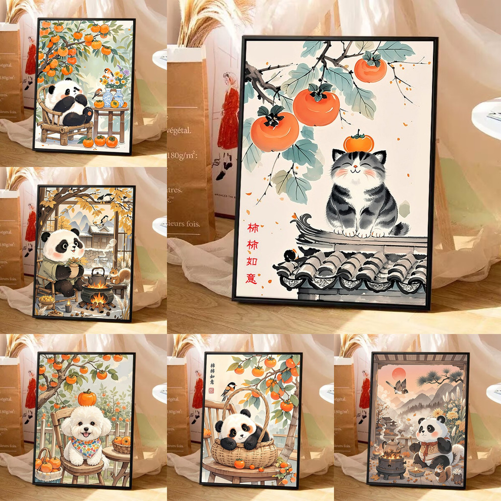 【ORFON】30×40cm/40×50cm ระบายสีตามตัวเลข/ภาพวาด/ภาพวาดผ้าใบ/แพนด้า / แมว/จิตรกรรมศิลปะ/ภาพแต่ง ...