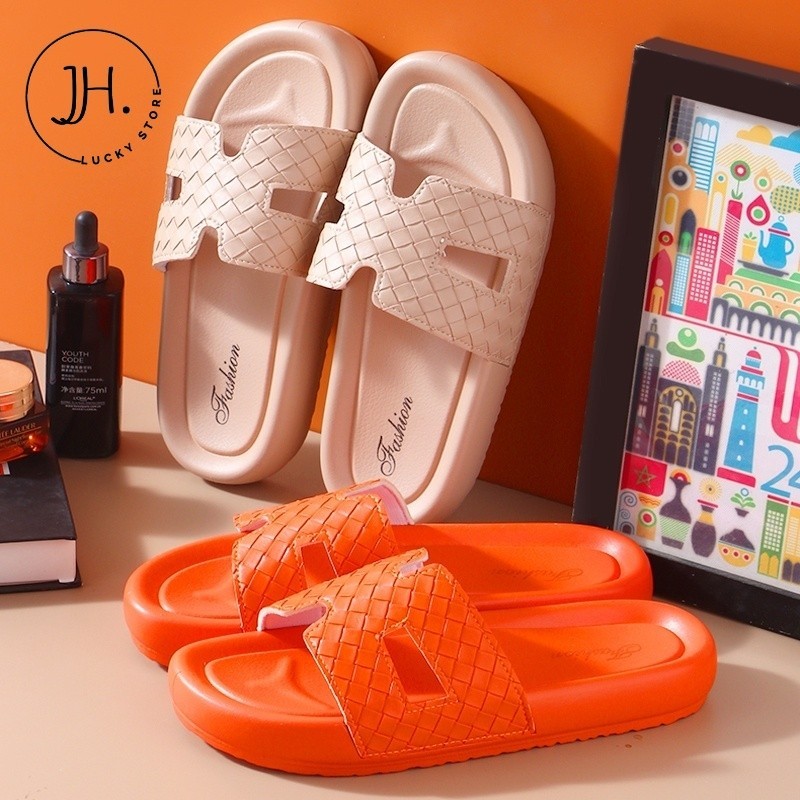 JH.lucky รองเท้าแตะผู้หญิงรุ่นเก็บหน้าเท้าให้ดูเรียวสวย ใส่สบาย สีพื้น ...