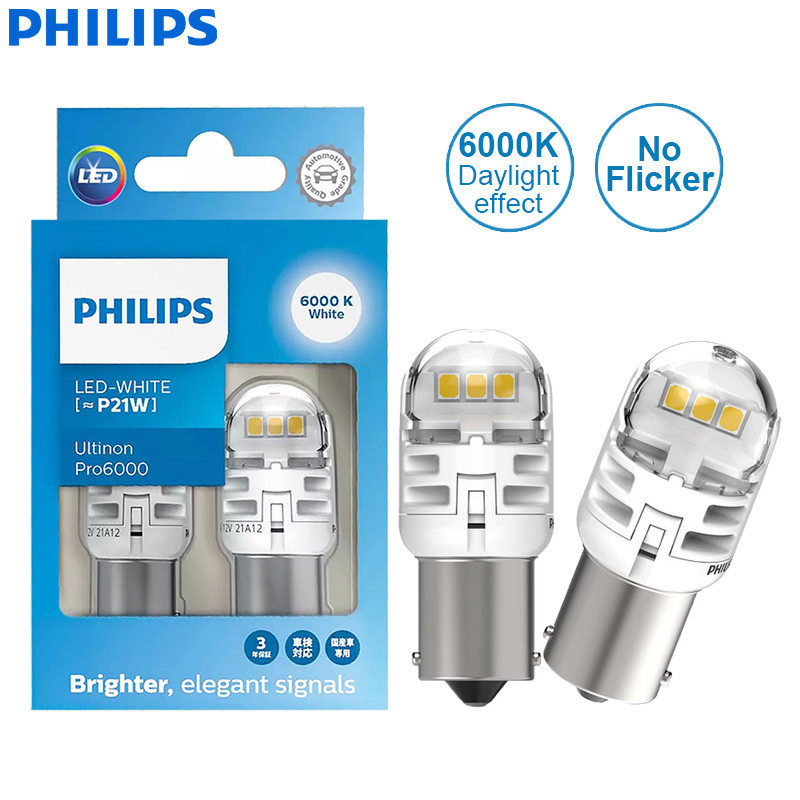 Philips LED P21W 1156 BA15s Ultinon Pro6000 6000K แสงสีขาวโคมไฟถอยหลังอัตโนมัติไม่มีข้อผิดพลาด ...