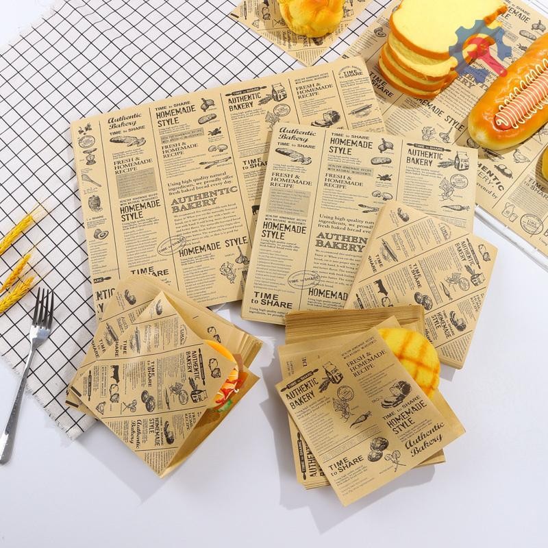 [GEX] 10/20/50sheets กระดาษห่ออาหารออกแบบหนังสือพิมพ์แซนวิชเบอร์เกอร์ทอดกระดาษห่ออาหารแผ่น ...