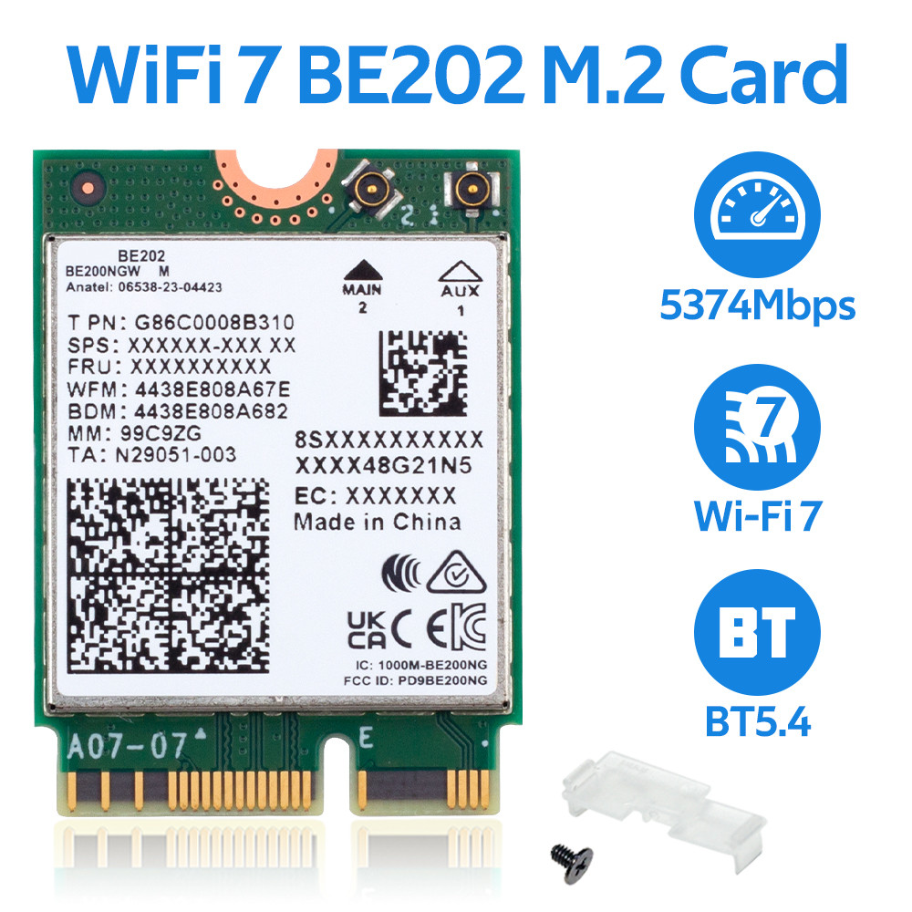 ใหม่ WiFi 7 สําหรับ Intel BE202 การ์ดเครือข่ายบลูทูธ 5.4 Tri Band 2.4G/5G/6GHz 5374Mbps BE202NGW ...