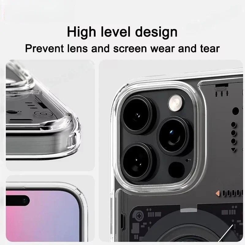 เทคโนโลยีใหม่แม่เหล็กกันกระแทกอะคริลิคใส Hard Case สําหรับ iPhone 16 15 ...