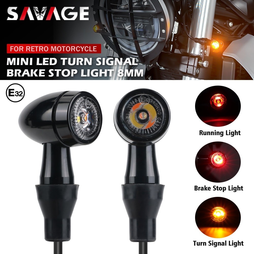 SAV E32 Retro Motorcycle Turn Signal LED Light Flashing Indicator Tail ...