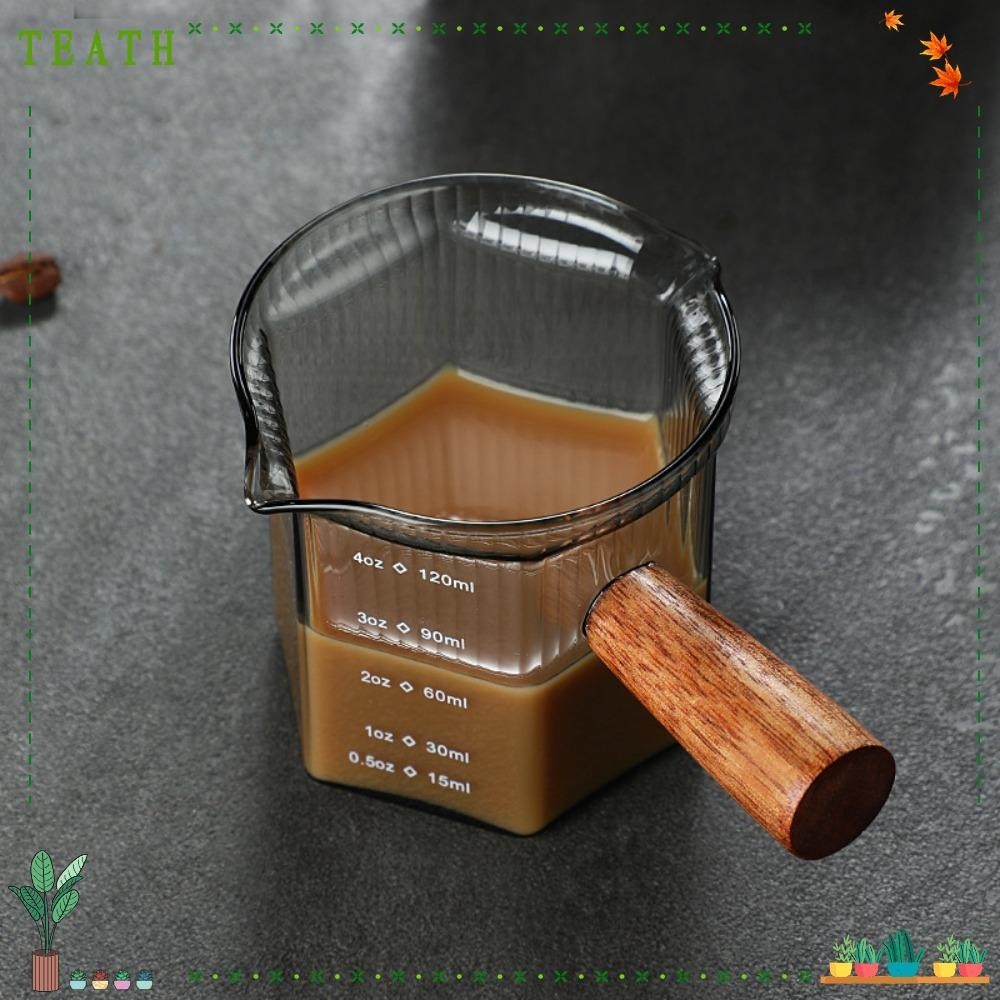 Teath ถ้วยตวงเอสเปรสโซ่ ด้ามจับไม้ ทําความสะอาดง่าย คุณภาพสูง สีเทา ...