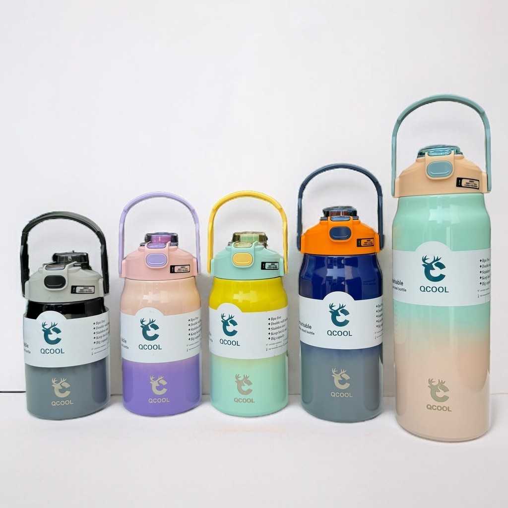 QCOOL (ของแท้) ขวดน้ําสเตนเลส กระติกน้ำเก็บอุณหภูมิ ขวดเก็บอุณหภูมิ SUS304 ขวดขนาดใหญ่ 1800ml ...