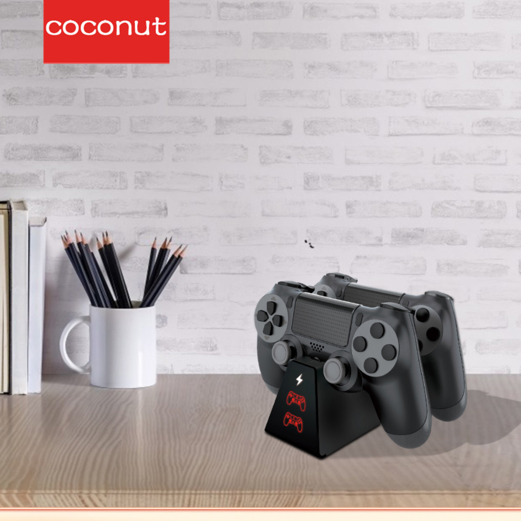 【Coco】แท่นชาร์จควบคุม 1/2 พร้อมขาตั้งคู่ 4 จอ สีดํา สําหรับ PS4 PS4 ...