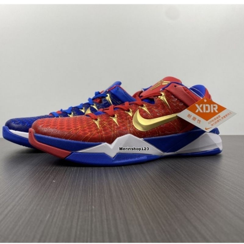 SEPATU KOBE 7 RED ROYAL BLUE GOLD HIGH PREMIUM ORIGINAL ร้อย | Shopee ...