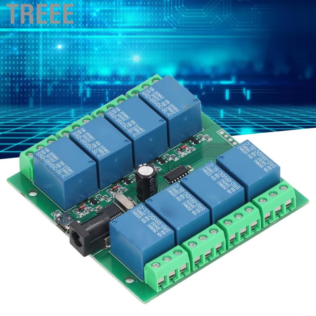 Treee โมดูลรีเลย์ USB DC5V การป้องกันกระแสเกิน ABS ทนทาน 8 ช่องขนาด ...