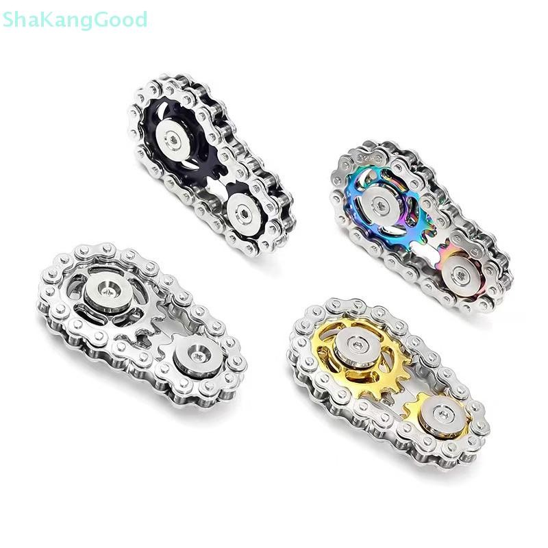 Skth โลหะเฟืองโซ่ Flywheel ปลายนิ้ว Gyro Fidget Spinner ของเล่น Anti ...